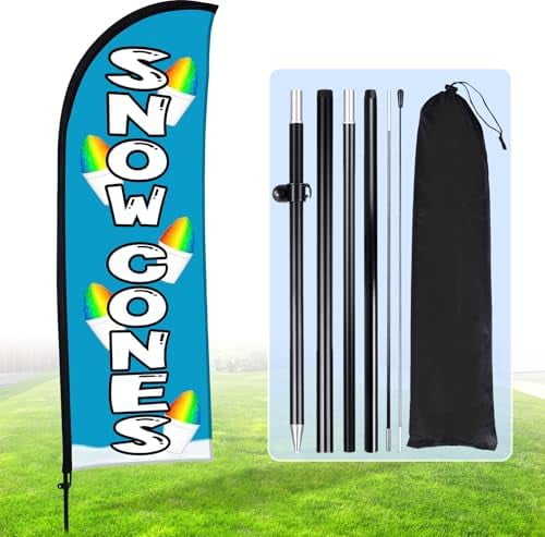 Snow Cones Feather Flag for Business Advertising 7 x 5.4 ft Feather ...