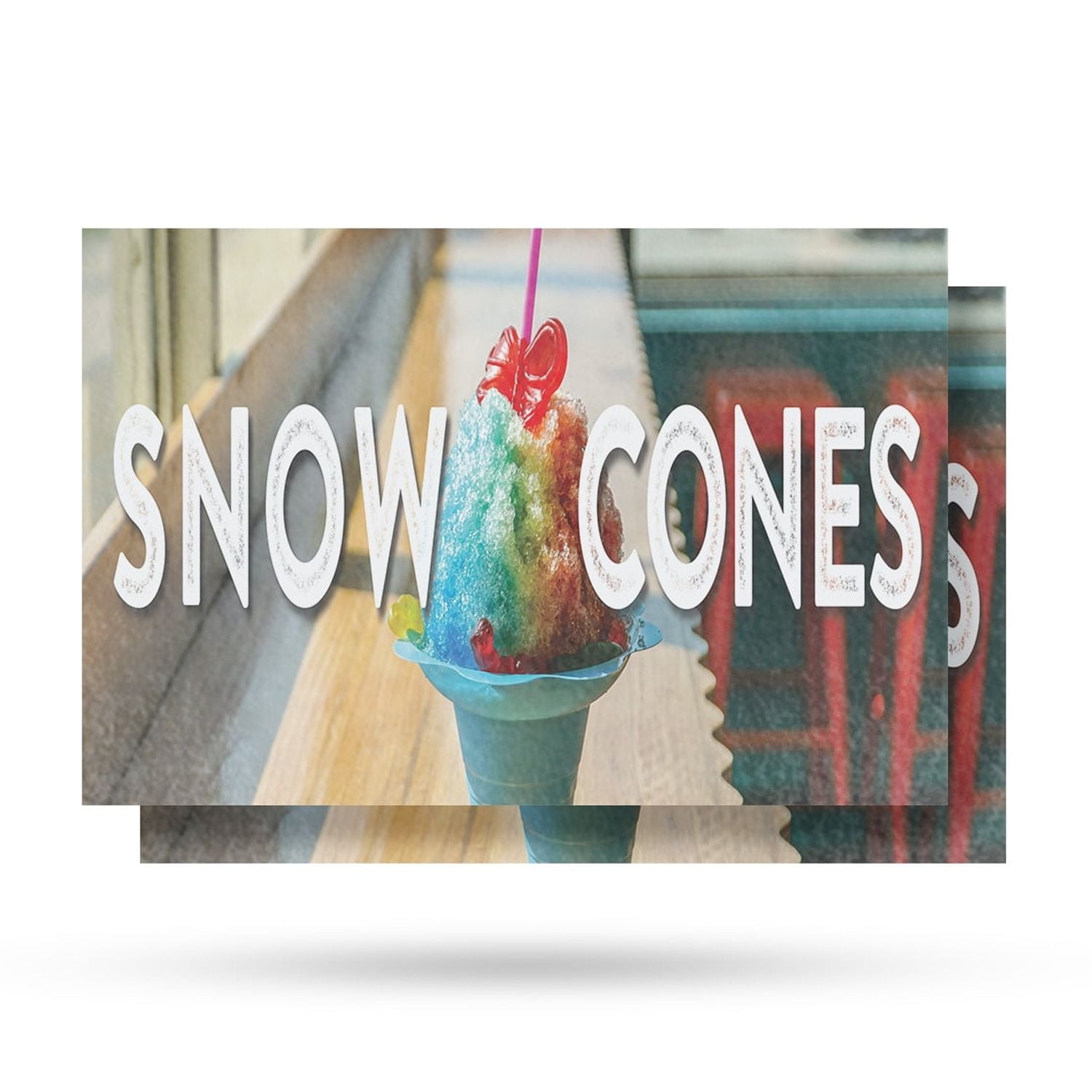 Snow Cones Vinyl Decal 2 Pack of 12 Inch x 16 Inch Weatherproof Heavy ...