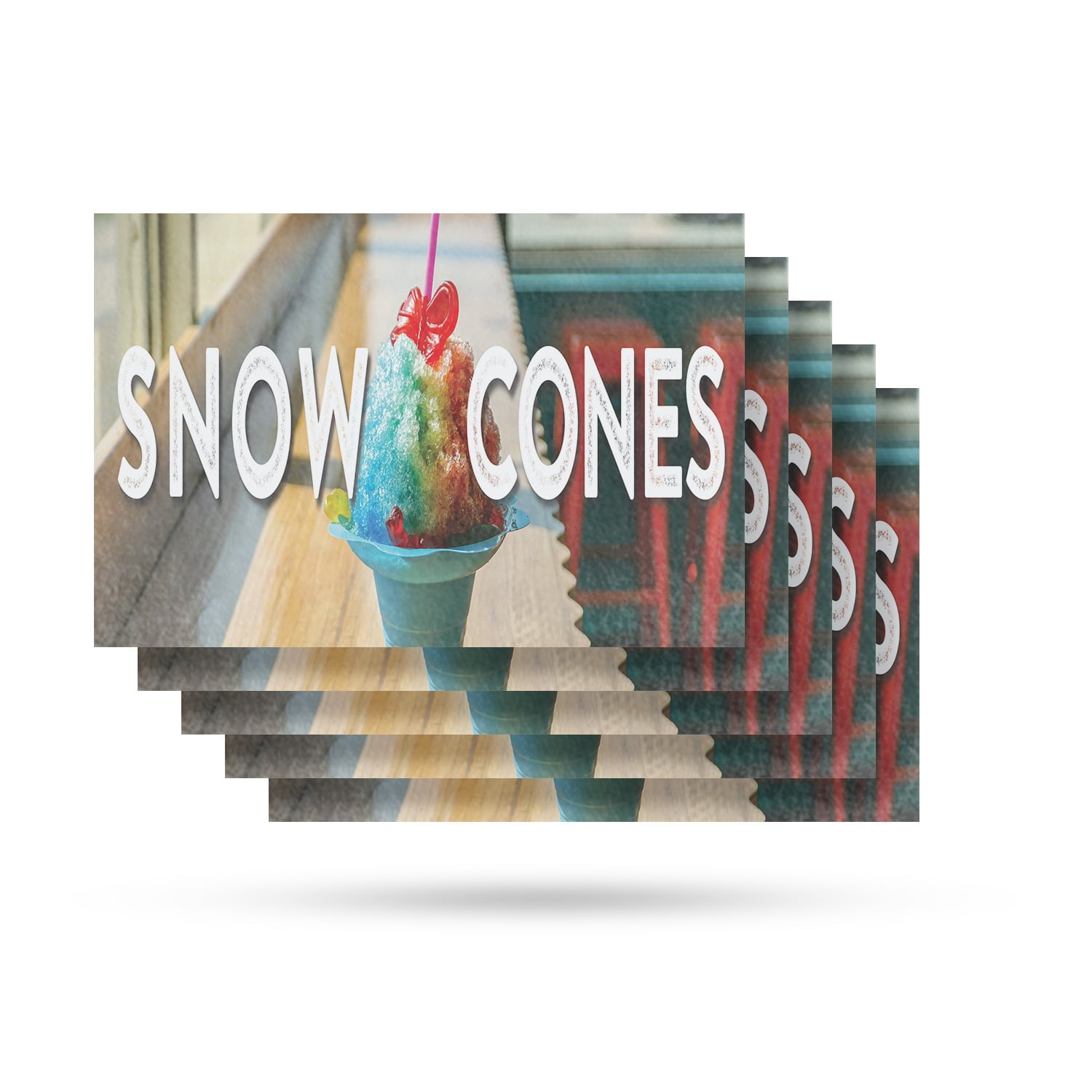 Snow Cones Vinyl Decal 5 Pack of 12 Inch x 16 Inch Weatherproof Heavy ...