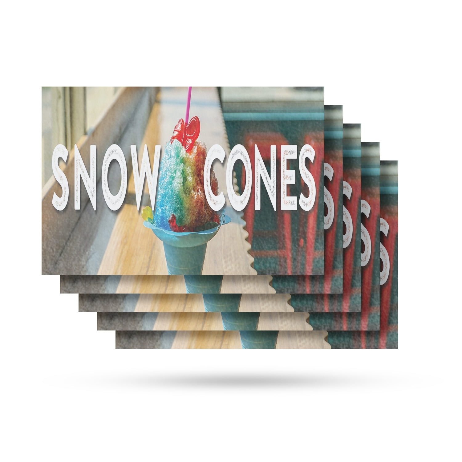 Snow Cones Vinyl Decal 5 Pack of 24 Inch x 36 Inch Weatherproof Heavy ...