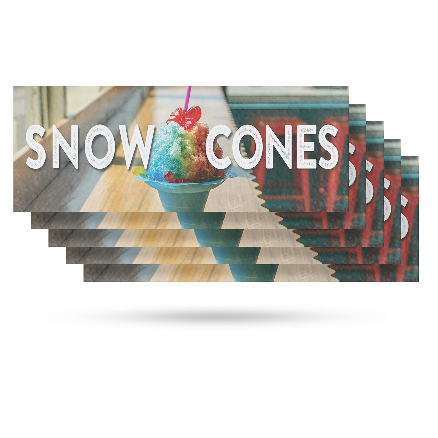 Snow Cones Vinyl Decal 5 Pack of 24 Inch x 9 Inch Weatherproof Heavy ...
