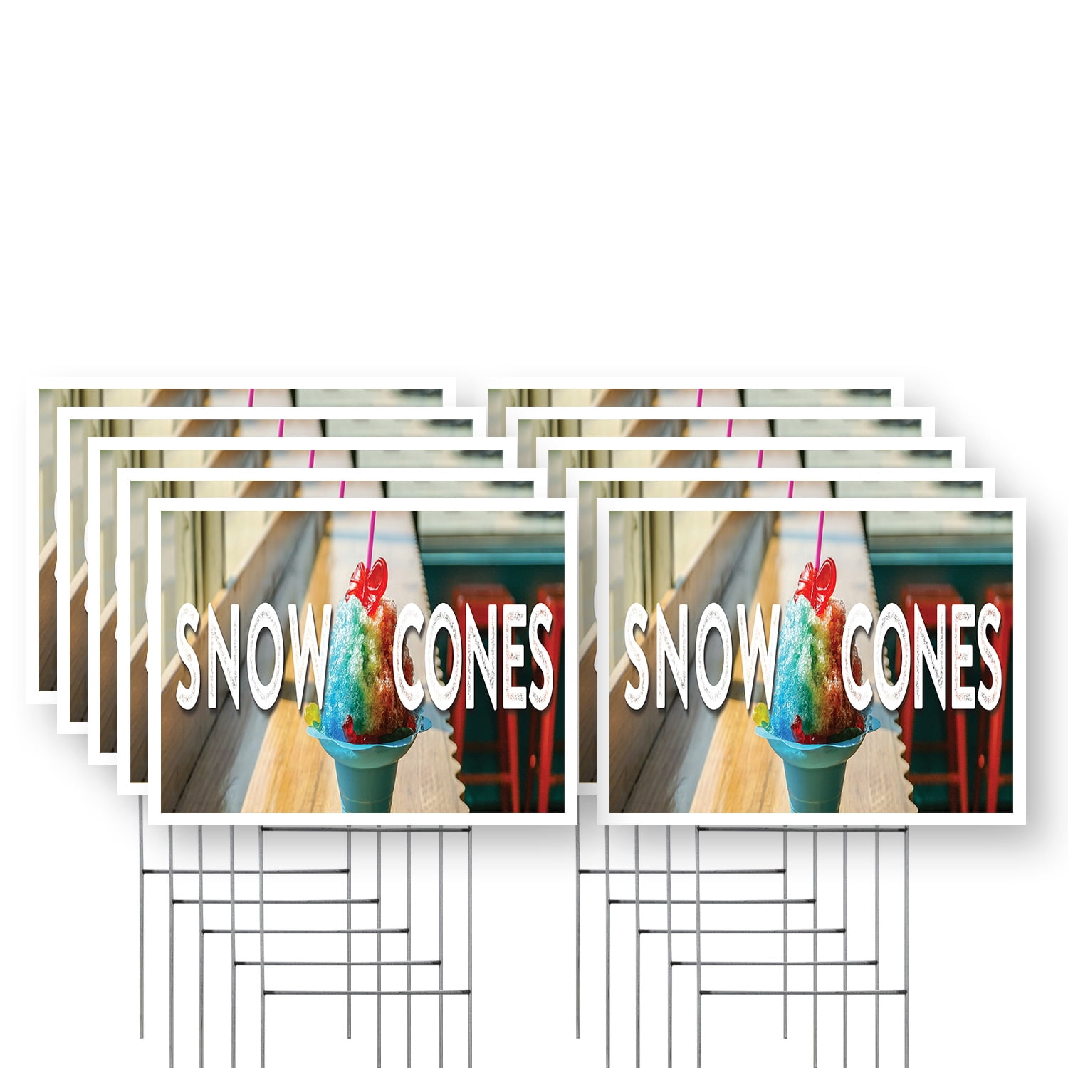 Snow Cones Yard Sign 10 Pack of 18 Inch x 24 Inch Single Sided ...