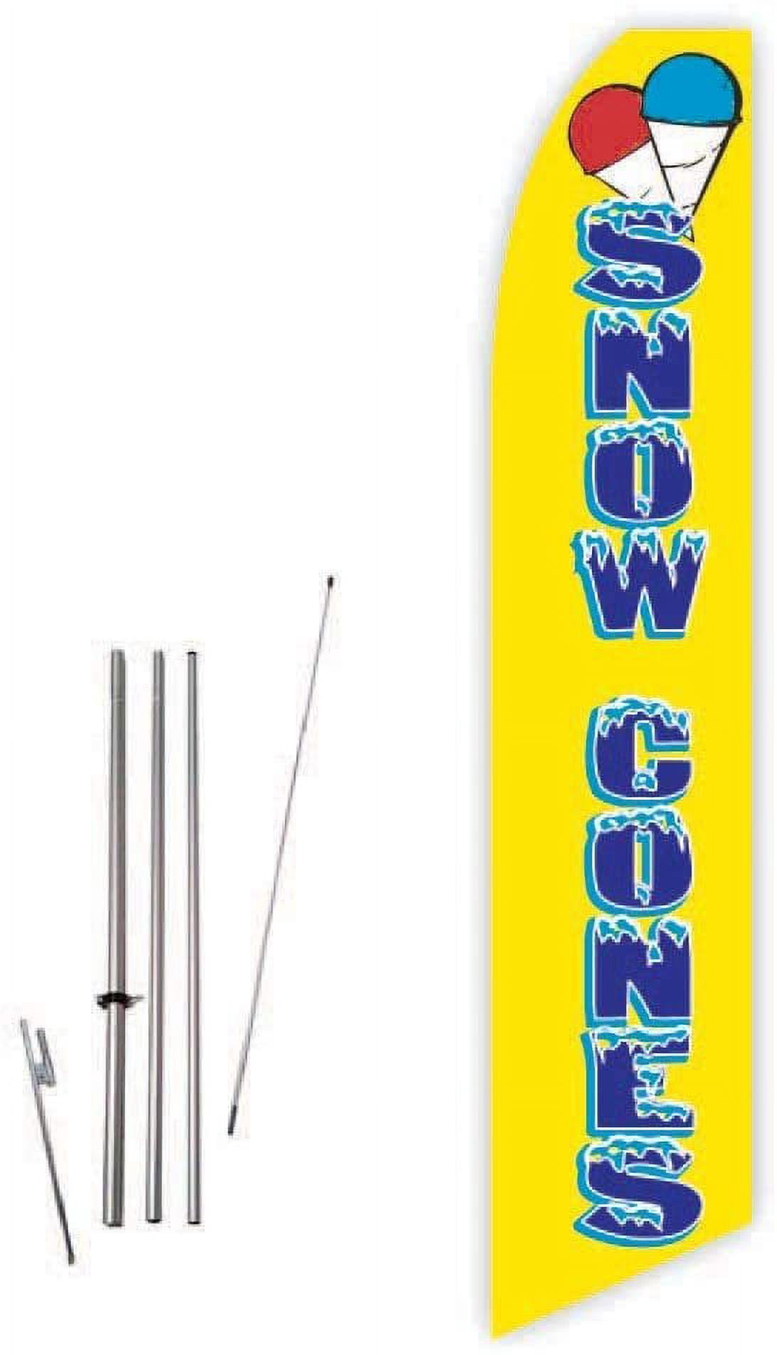 Snow Cones Yellow Super Novo Feather Flag - Complete with 15ft Pole Set ...