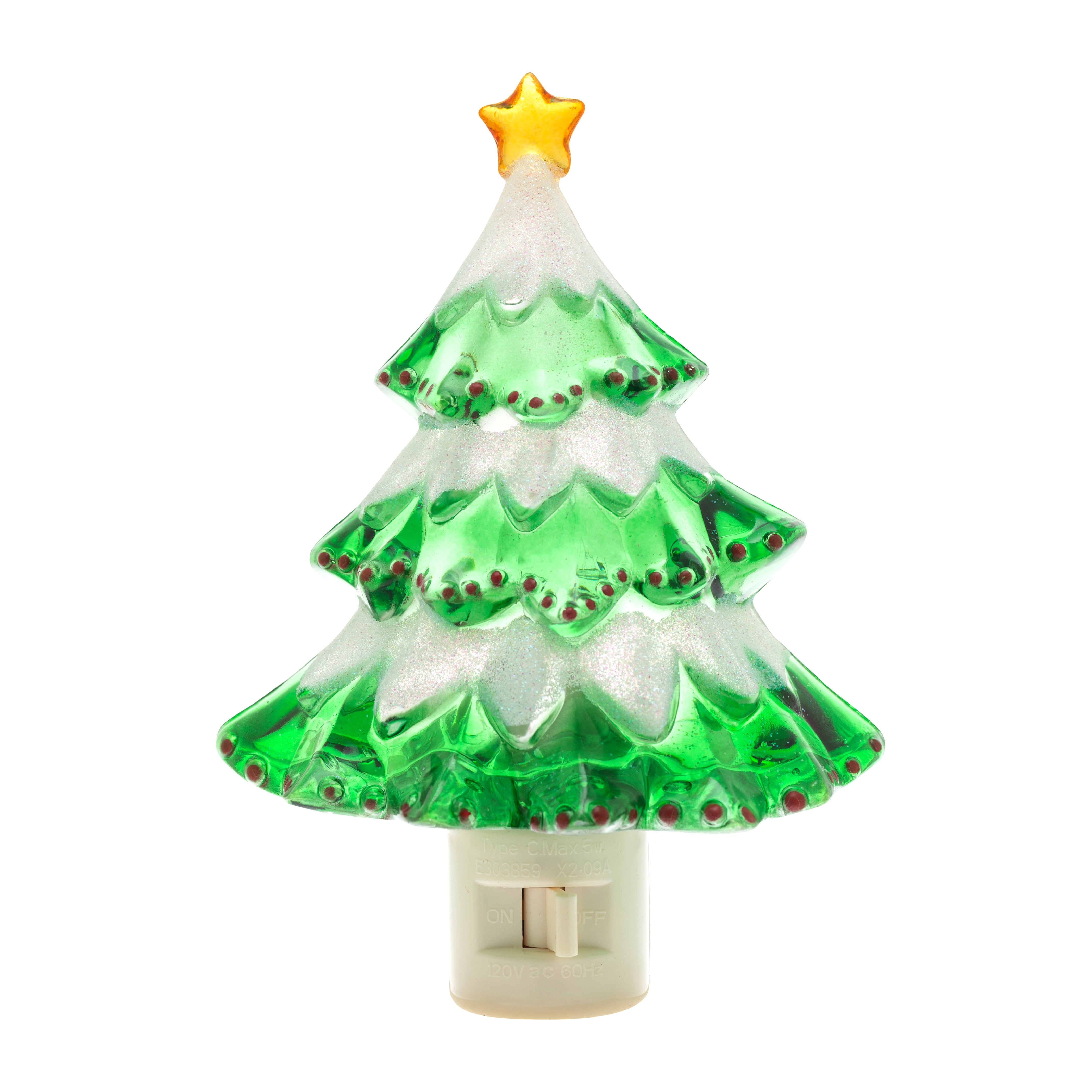 Snow Covered Christmas Tree Holiday Decor Night Lights - Includes 5W C7 ...