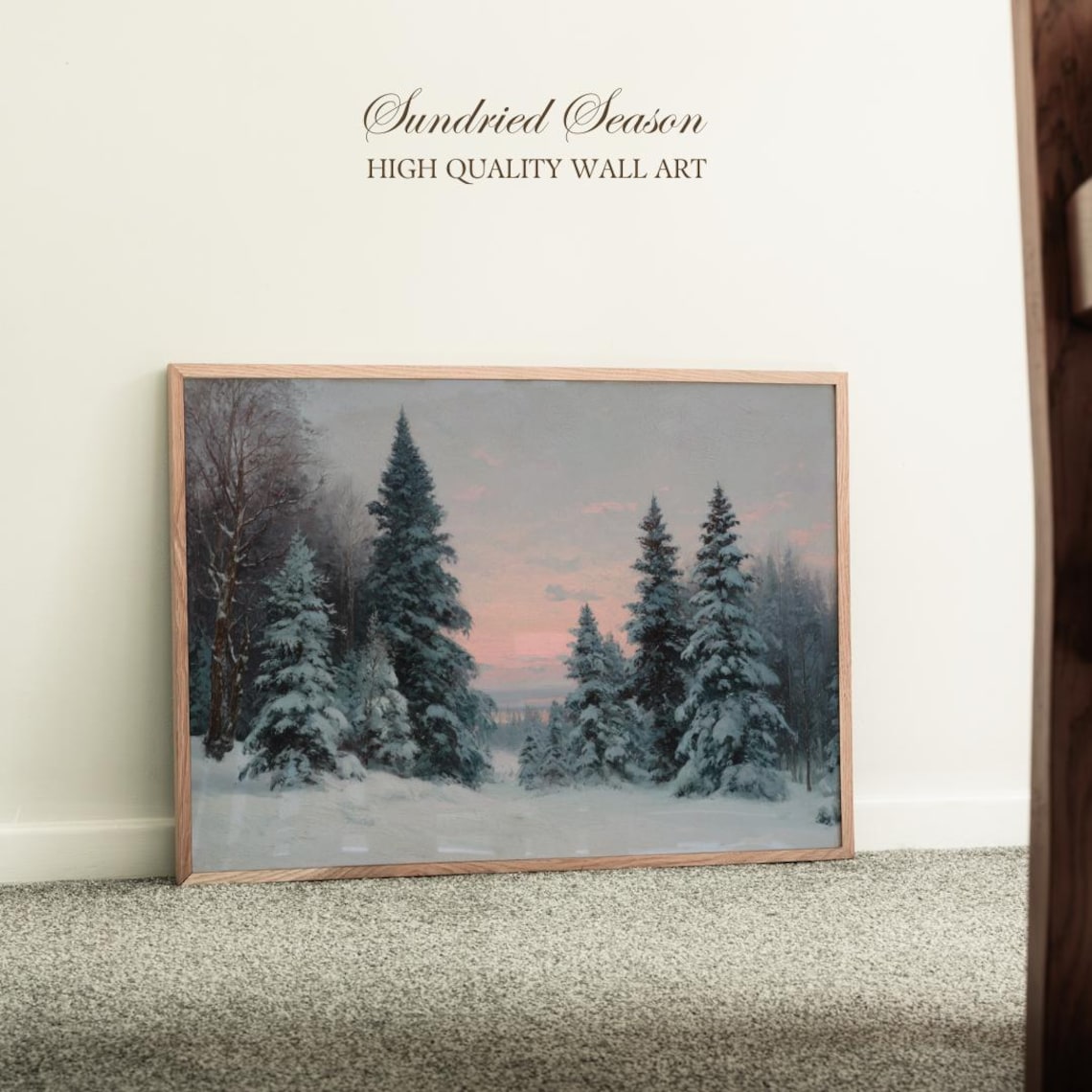 Snow Covered Pine Tree Print, Winter Forest Wall Art, Cozy Christmas ...