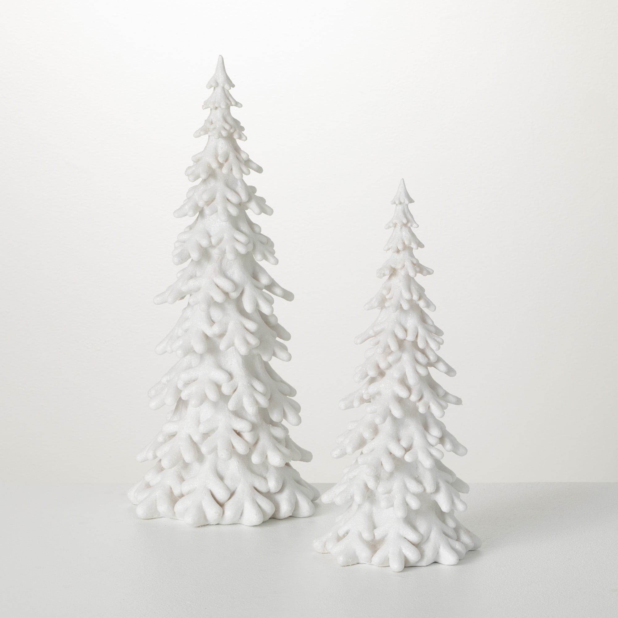 Snow Covered Pine Tree White 18.5"H Resin Set of 2 - Walmart.com