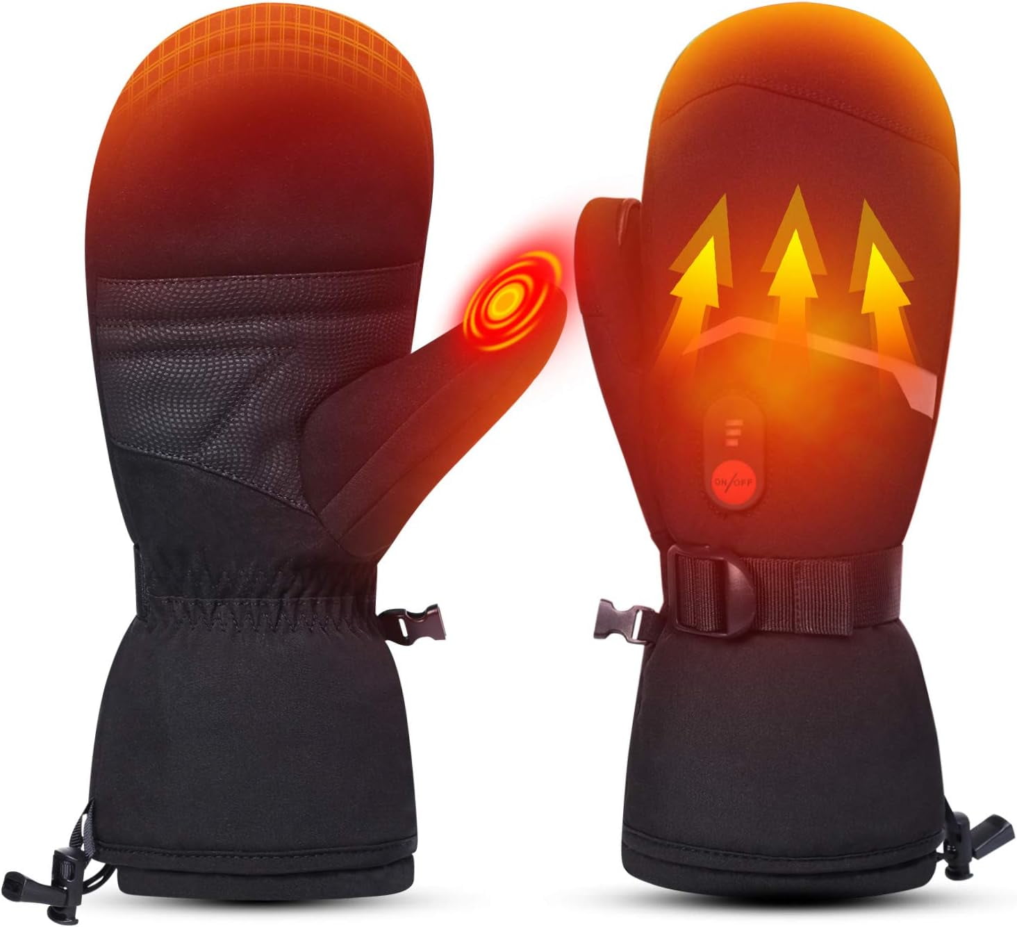 Snow Deer Heated Mittens Gloves for Men Women, Palm & Handback Heated ...