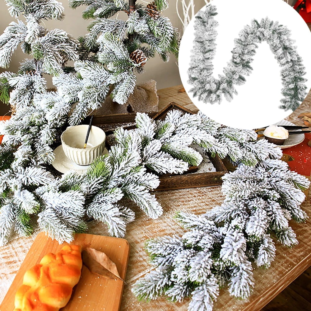 Snow Flocked Christmas Garland 9 Ft Artificial Garland, Dense Snowy ...