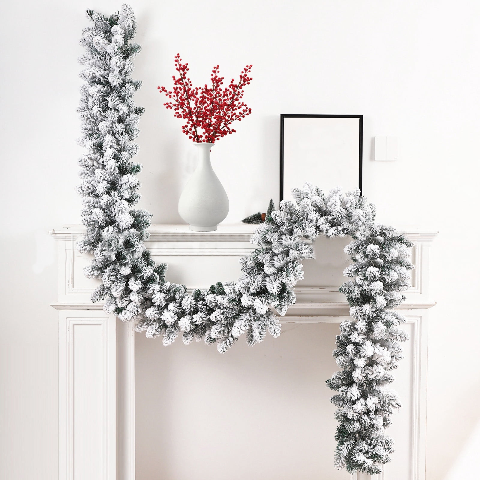 Snow Flocked Christmas Garland, Artificial Snow Flocked Christmas ...