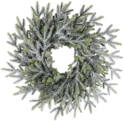 Snow Flocked Christmas Wreath Decorations, 26" Snowy Norfolk Pine ...