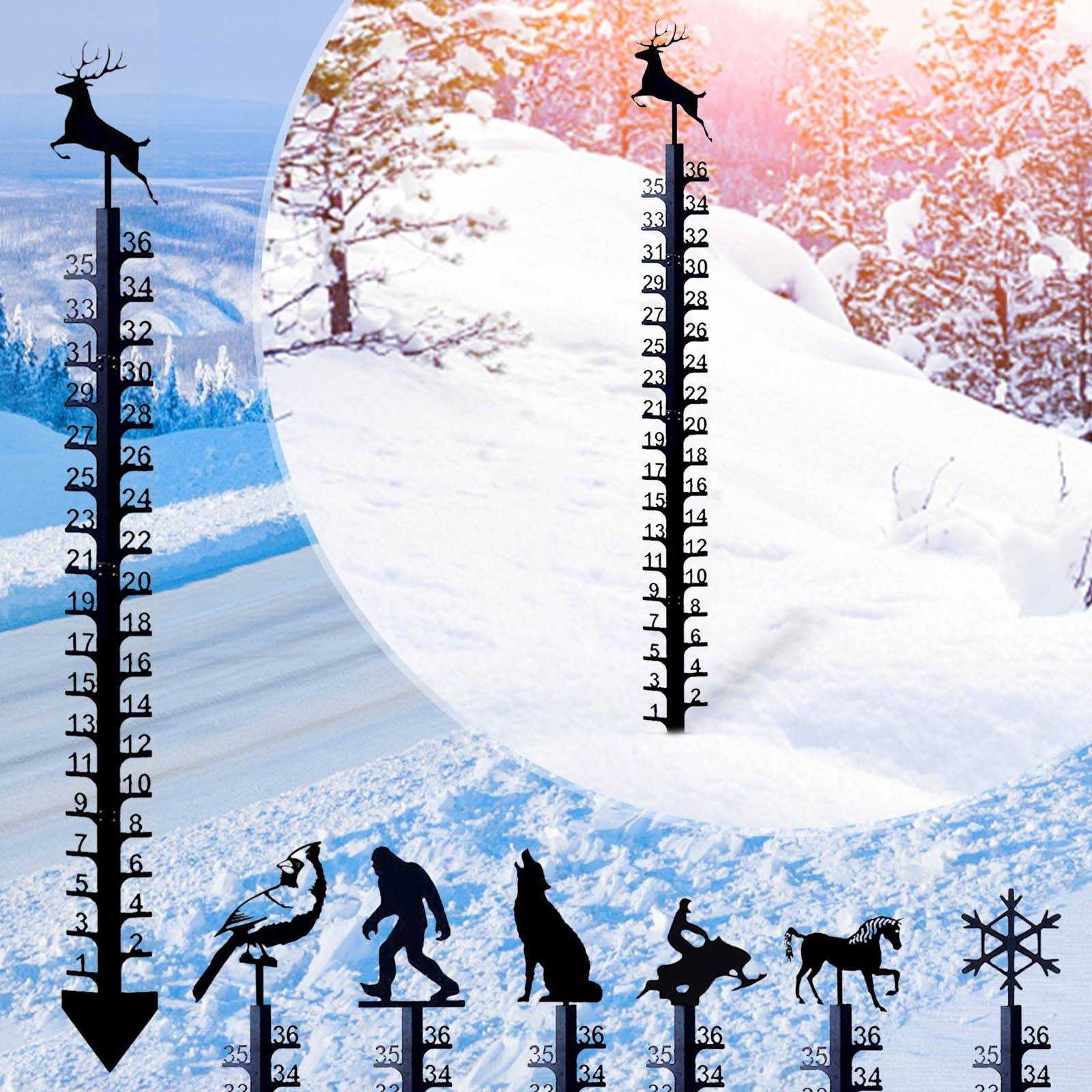 Snow Gauge Clearance - 36 Inch Snow Gauge Outdoor, Iron Art Snow Meter ...