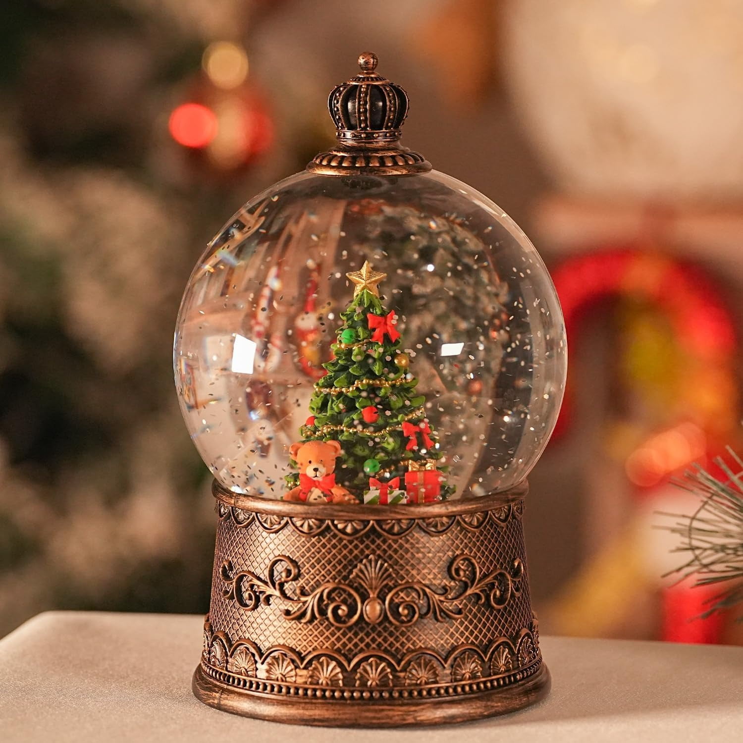Snow Globe Christmas with Elk, Lighted Christmas Snow Globes with Timer ...