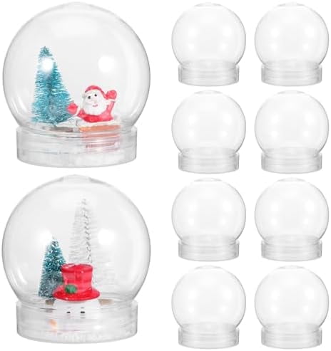 Snow Globe Kit 10PCS 4inch,Crystal Ball Prop Snow Globe Kit DIY Plastic ...