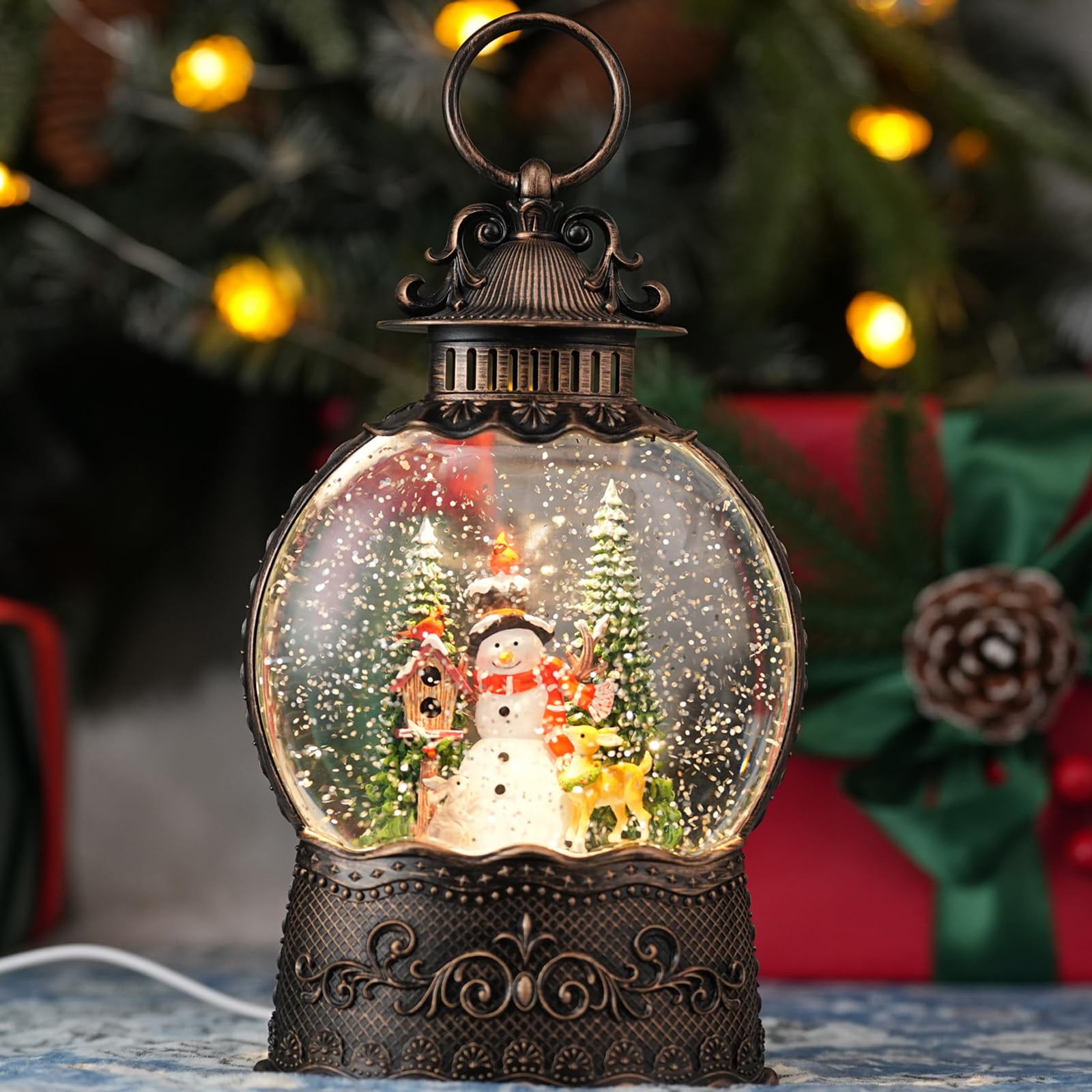 Snow Globe with Snowman & Cristmas Tree, Light Up Christmas Snow Globes ...