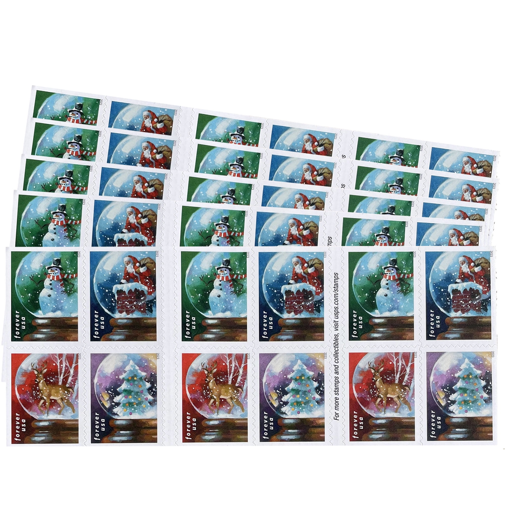USPS Forever Postage Stamps - Snow Globes Holiday Edition, 5 Books of ...