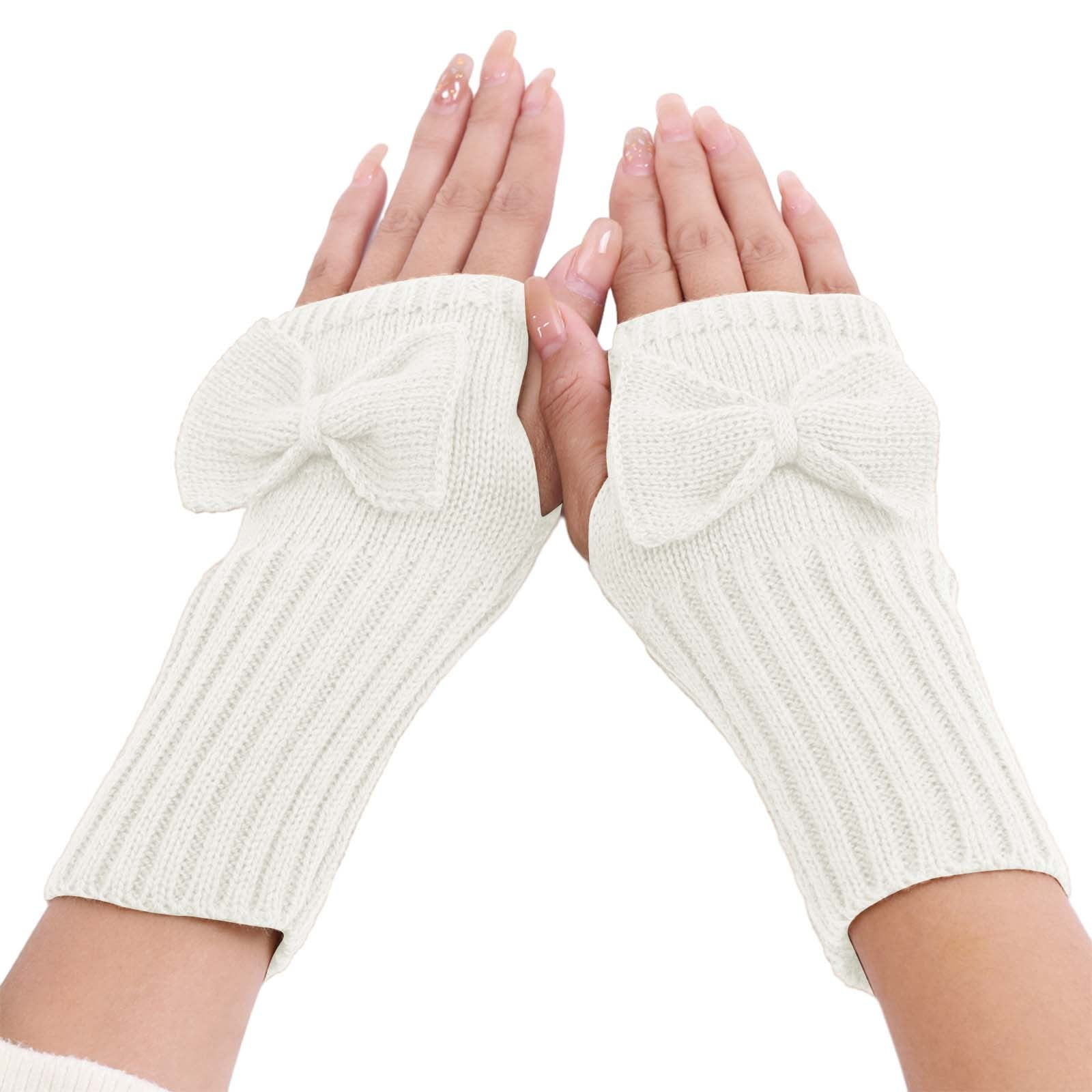 Snow Gloves Short Bow Gloves Autumn Winter Cute Wrist Knitted Wool Warm ...