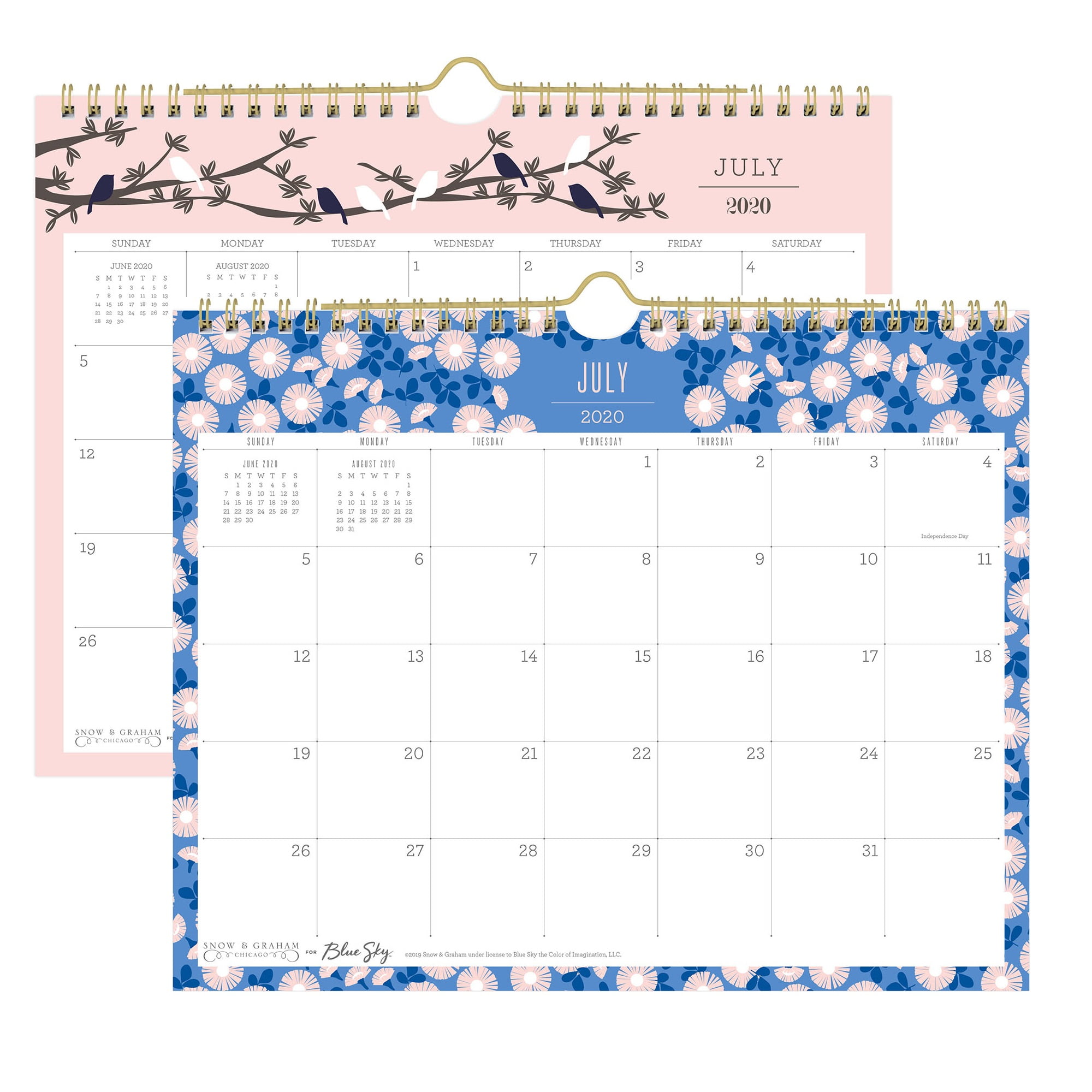 Snow & Graham Blue Sky 2020 - 2021 Birdies 11" x 8.75" Wall Calendar ...
