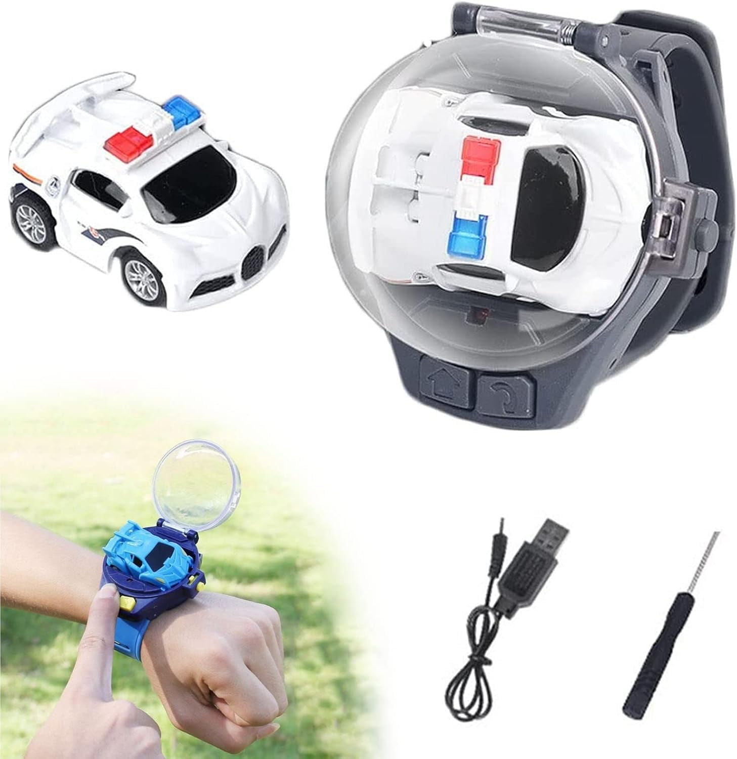 Snow Grass Watch Car, Watch Remote Control Car Toy, Mini 2.4GHZ RC Race ...