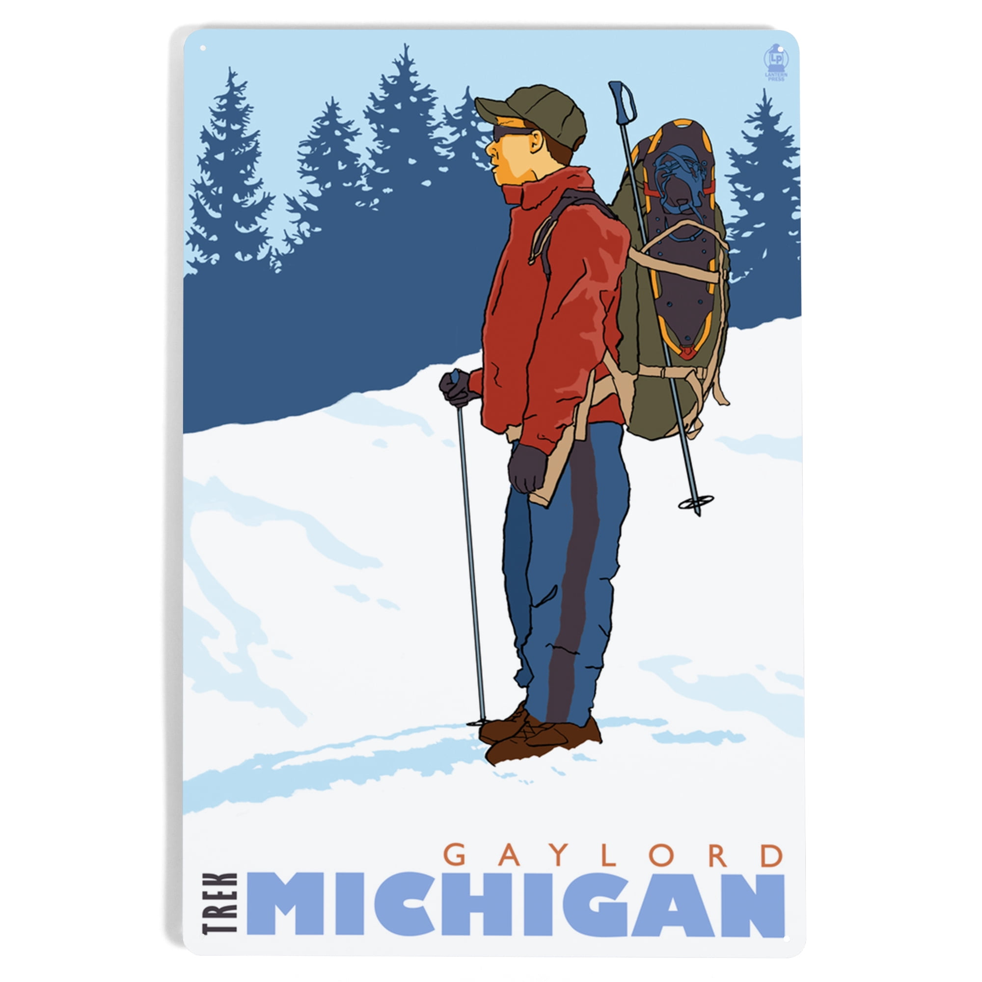 Snow Hiker, Gaylord, Michigan (12x18 Aluminum Art, Indoor Outdoor Metal ...