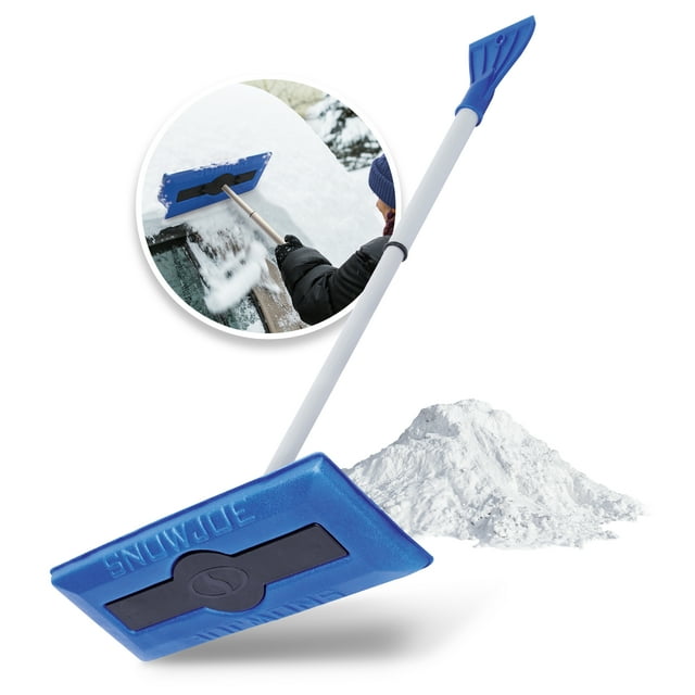 Snow Joe 2-in-1 Telescoping Snow Broom + Ice Scraper, 18" x 6" Foam ...