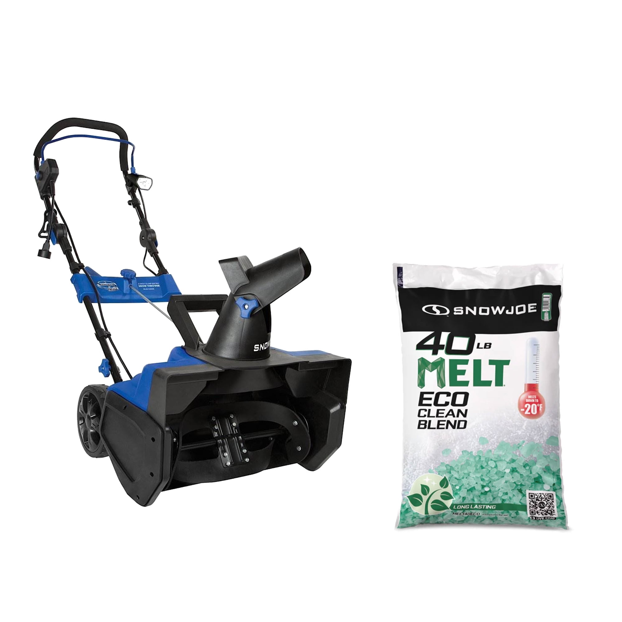 Snow Joe Electric Snow Thrower with Eco Clean Ice Melt, 40 Lb Bag ...