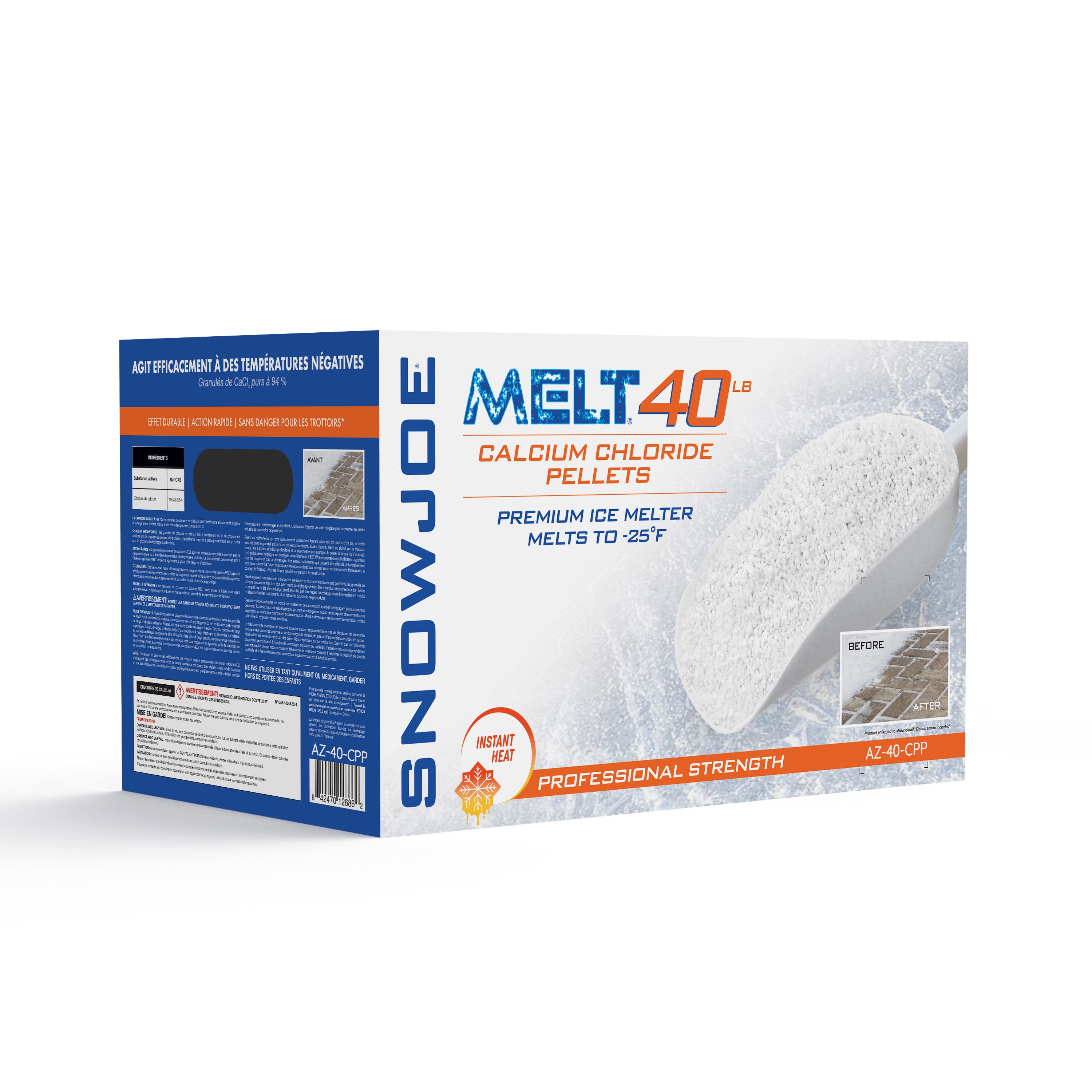 Snow Joe Ice Melter Calcium Chloride Blend for Patio, 40lb (Packaging ...