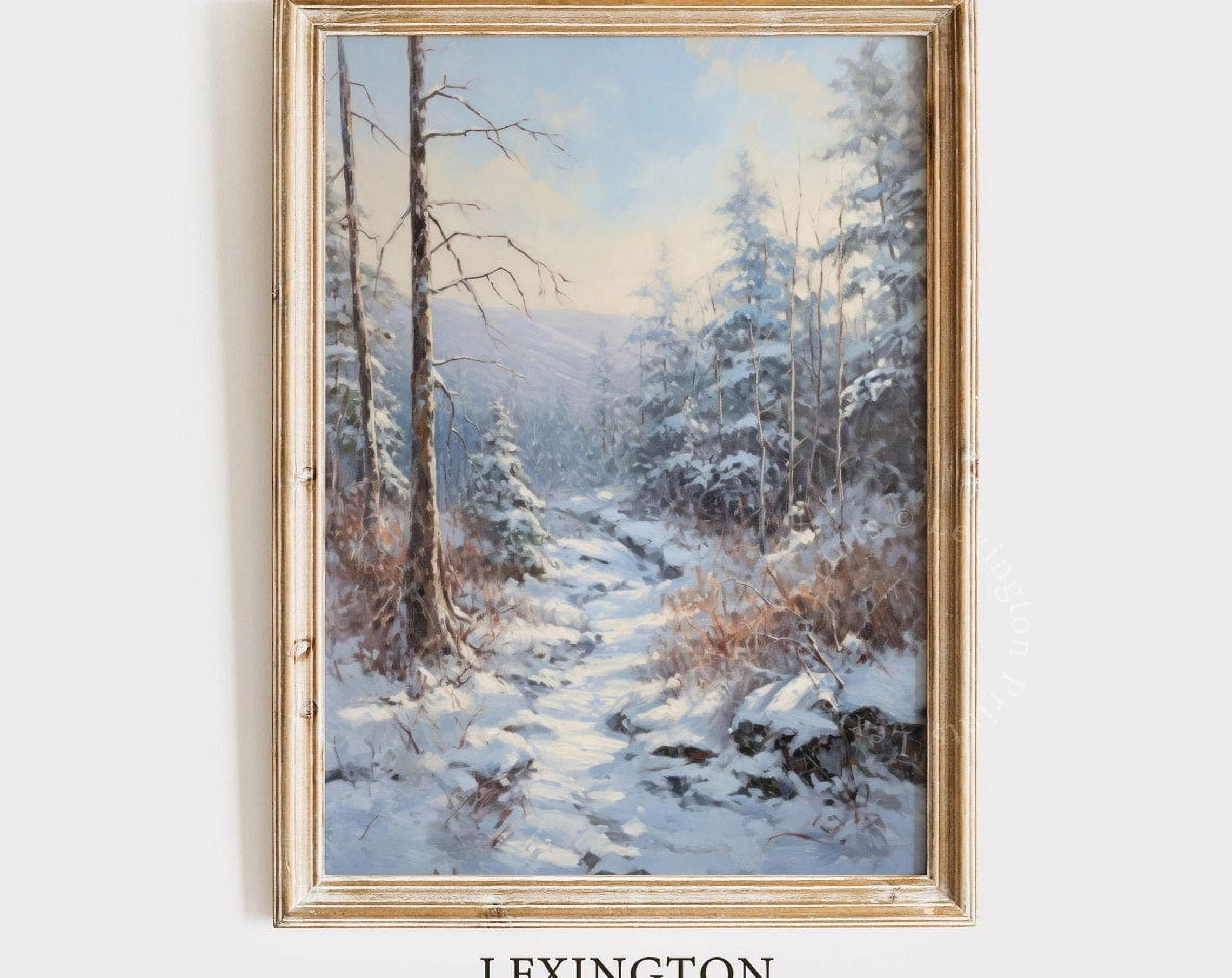 Snow Landscape Painting Wall Art Print Forest Wall Art Vintage Decor ...