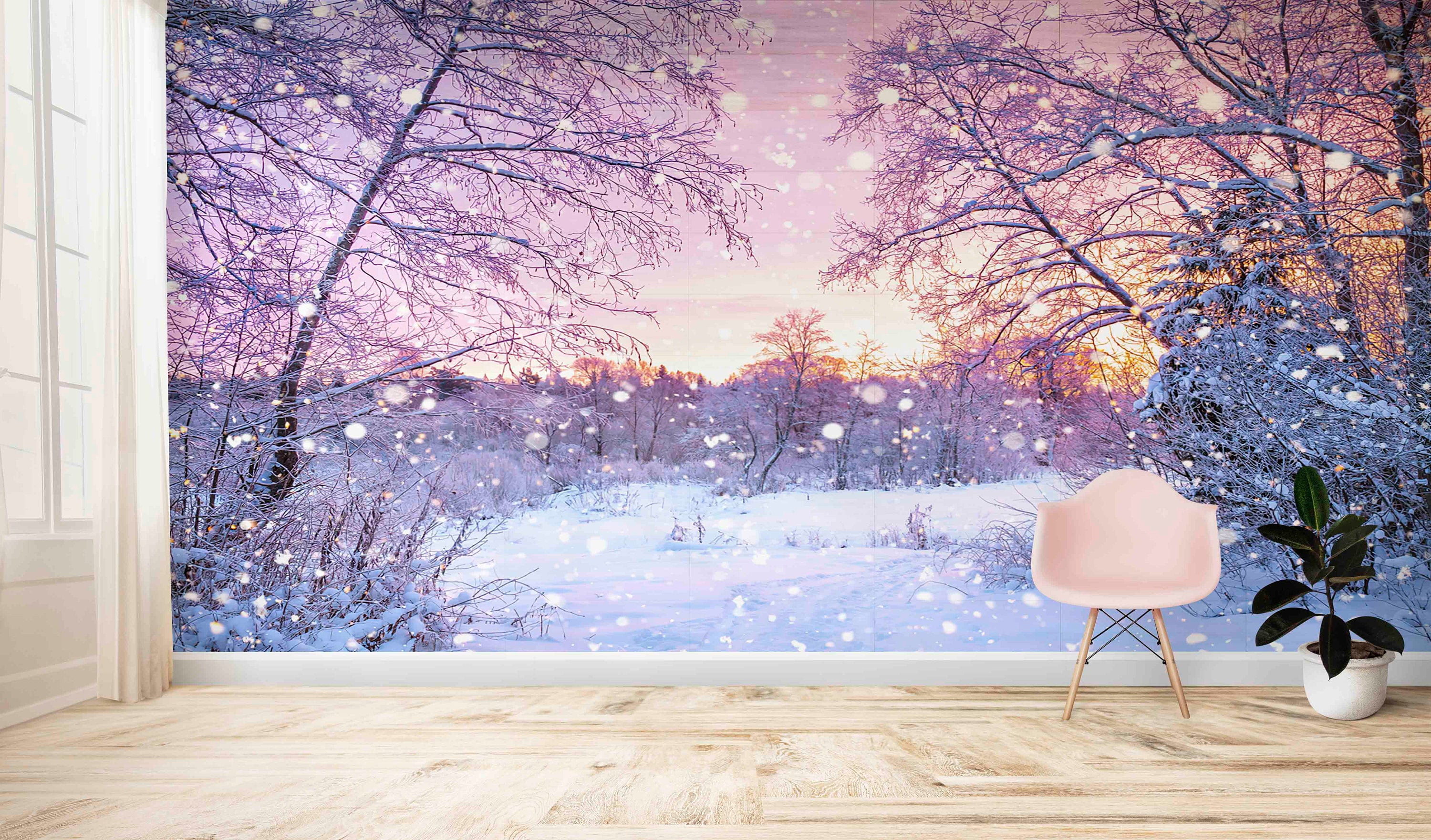 Snow Landscape, Wallpaper Wall Art, Paper Wall Art Landscape Wall Mural ...
