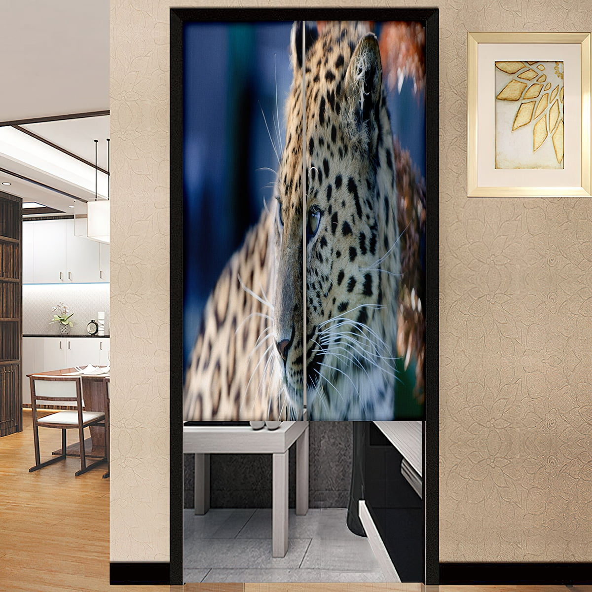 Snow Leopard Animals Door Curtains Big Cats Leopards Short Noren Dust ...