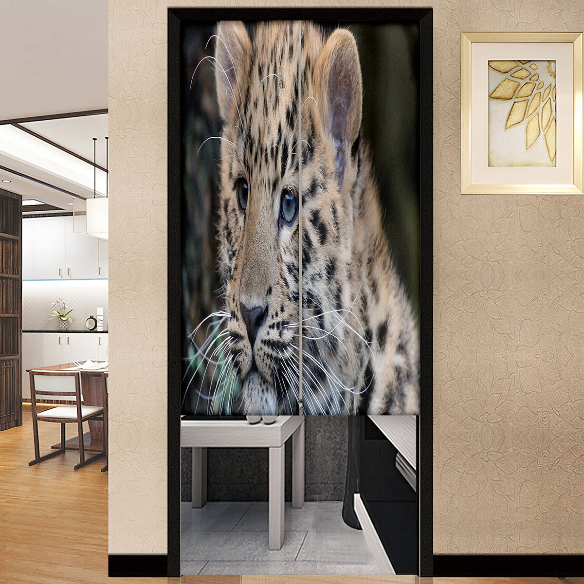 Snow Leopard Animals Door Curtains Big Cats Leopards Short Noren Dust ...