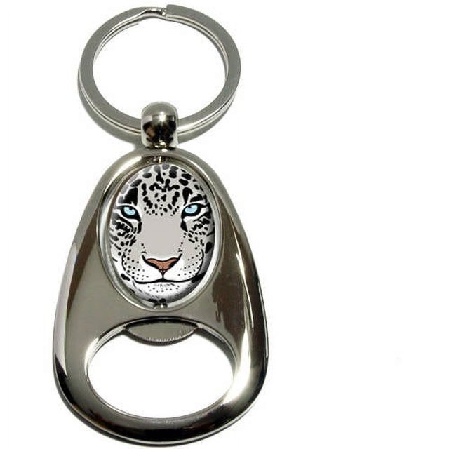 Snow Leopard, Big Cat, Chrome Plated Metal Spinning Oval Design Bottle ...