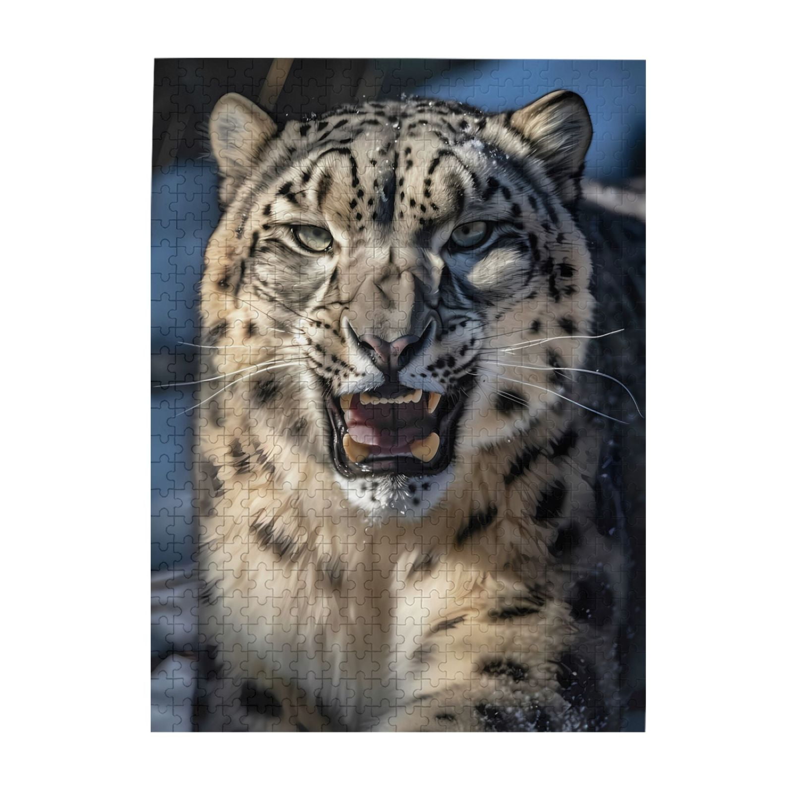 Snow Leopard Predator Snarl 1000-Piece Wooden Jigsaw Puzzle for Adults ...
