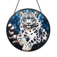 Snow Leopard Themed Stained Glass Style Suncatcher for Window Decor ...
