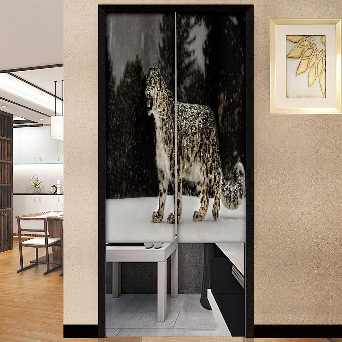 Snow Leopard Winter Wildlife Door Curtain Predator Carnivore Zoo for ...