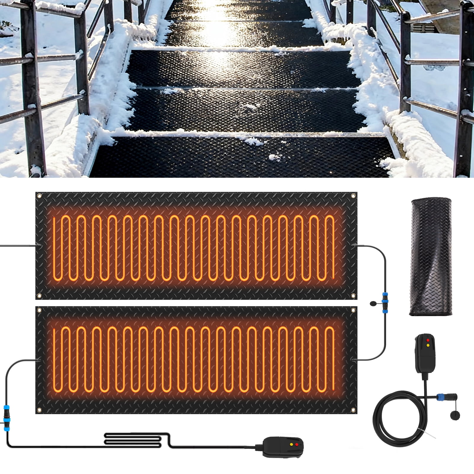 FICISOG Snow Melting Mats Outdoor for Walkways, 20"x60" 2 Pack No-Slip ...