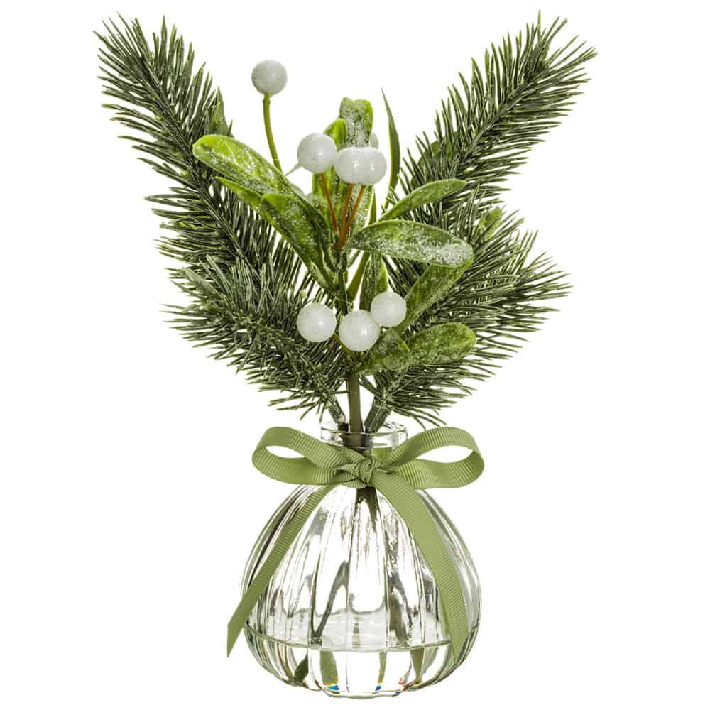 Snow on Mistletoe 10in Artificial Polysilk Faux Pine Greenery Fake ...