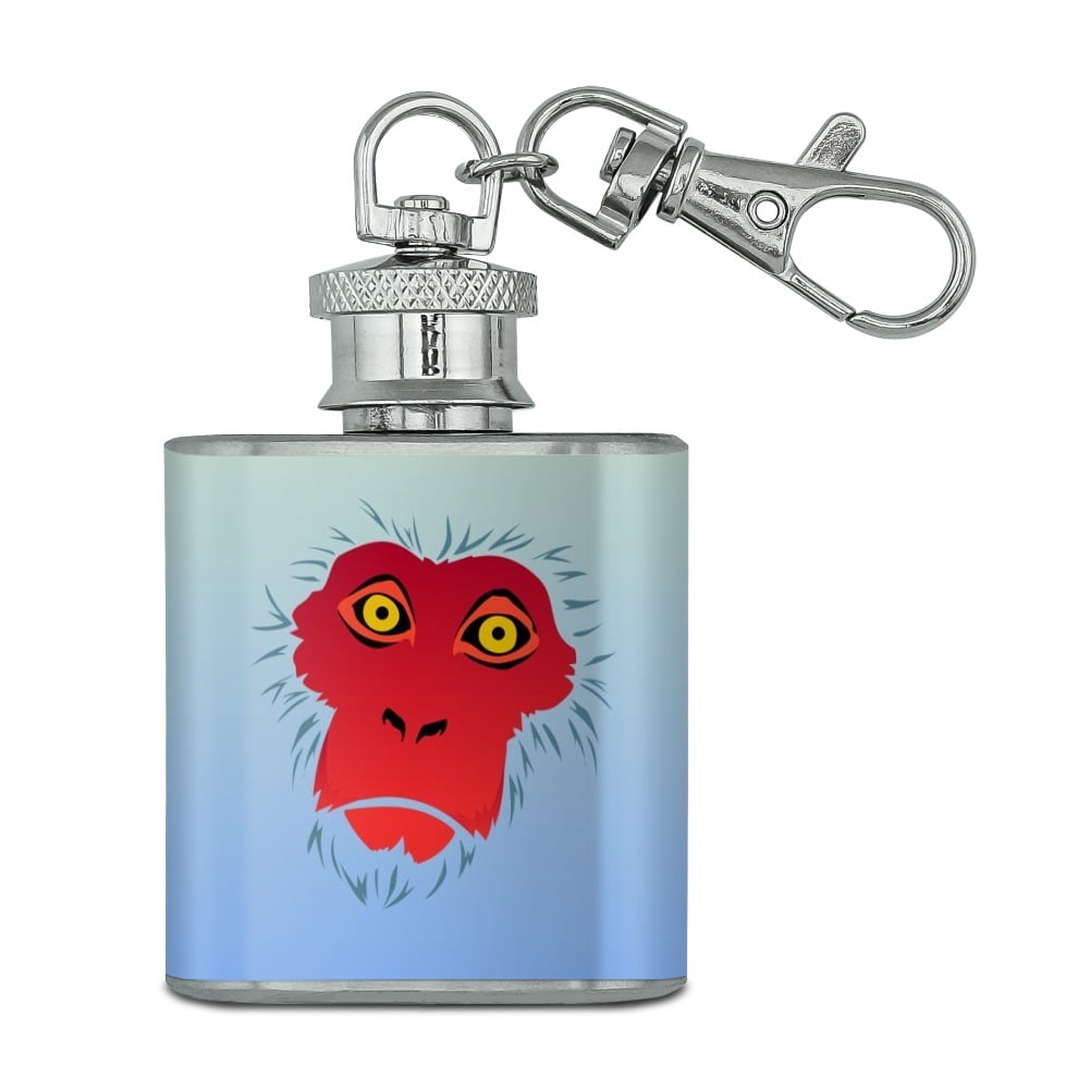 Snow Monkey Face Red Stainless Steel 1oz Mini Flask Key Chain - Walmart.com