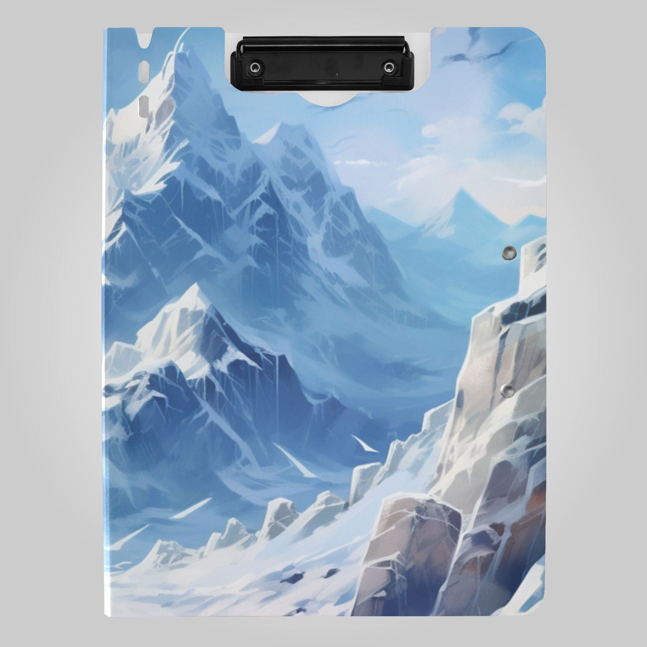 Snow Mountain Clouds Foldable Binder Folder Clipboard with Pen Slot ...