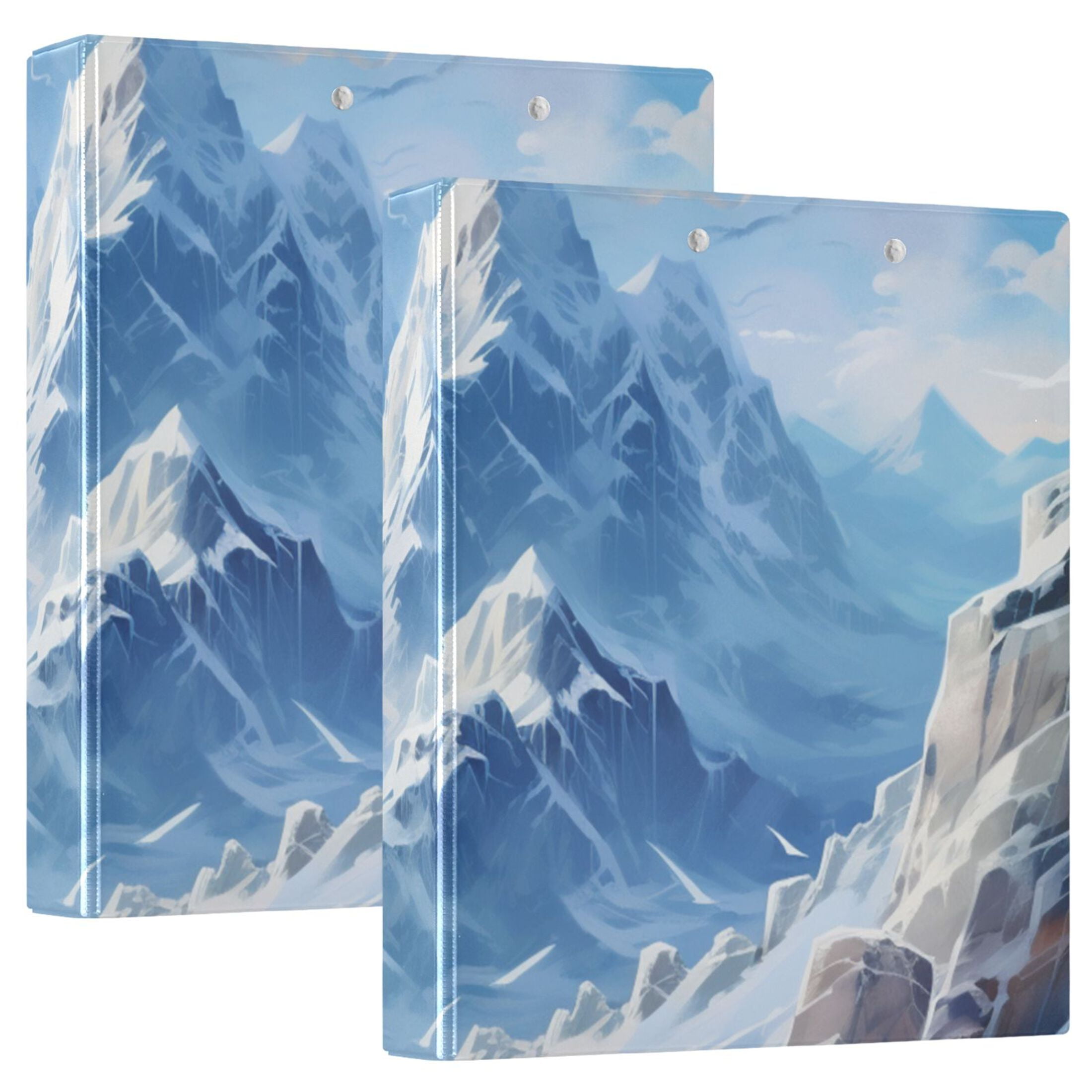 Snow Mountain Clouds Round Ring Binder 3 Rings 1.5" Capacity File ...