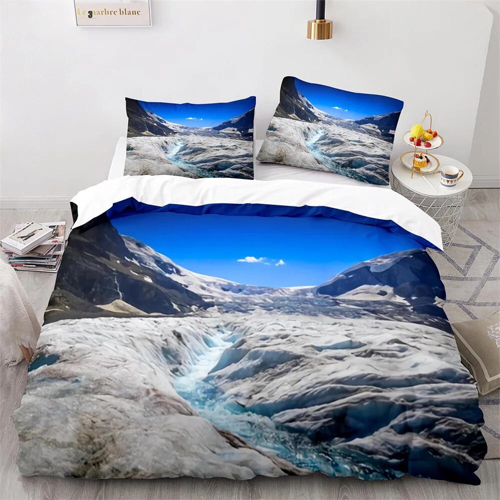 Snow Mountain Comforter Cover Iceberg Duvet Cover Set Northern ...