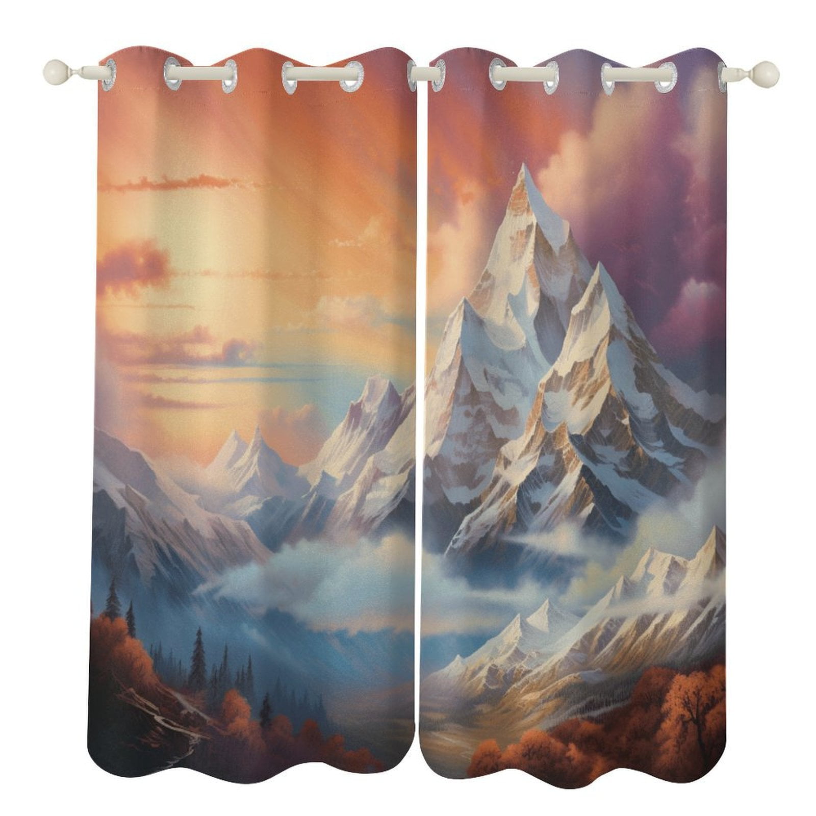Snow Mountain Modern Window for Living Room Curtains for Child Bedroom ...