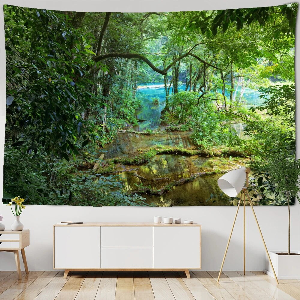 Snow Mountain Natural Scery Tapestry Wall Hanging River Hippie Mattress ...