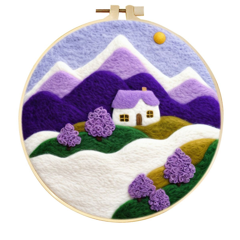 Snow Mountain Needle Felting Set, Beginner Felt Painting Set, With Wool ...