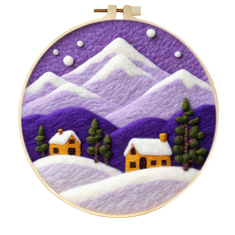 Snow Mountain Needle Felting Set, Beginner Felt Painting Set, With Wool ...