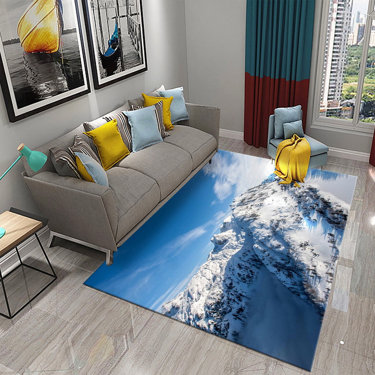 Snow Mountain Pattern Carpet for Living Room Door Mat Home Floor Nordic ...