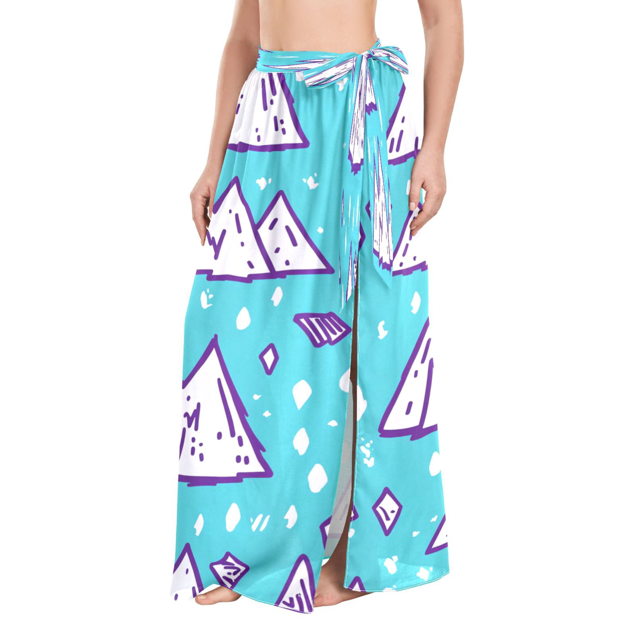 Snow Mountain Pattern Women's Swimwear Cover Up Beach Dress Strappy ...