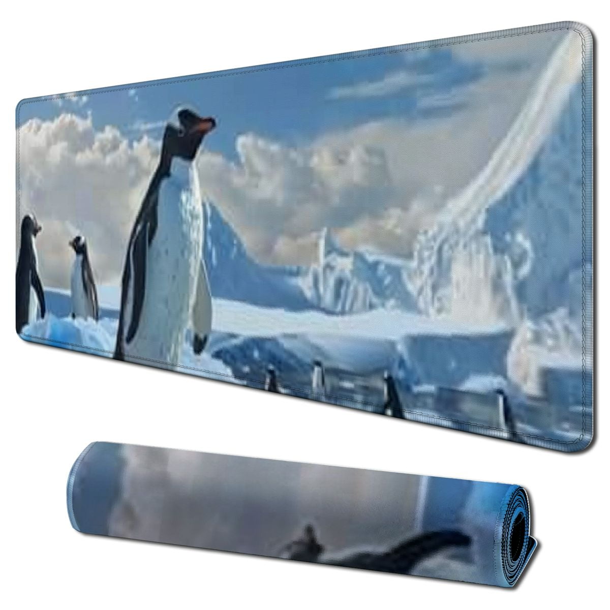 Snow Mountain Penguin Mousepad Pad with Non-Slip Rubber Base ...
