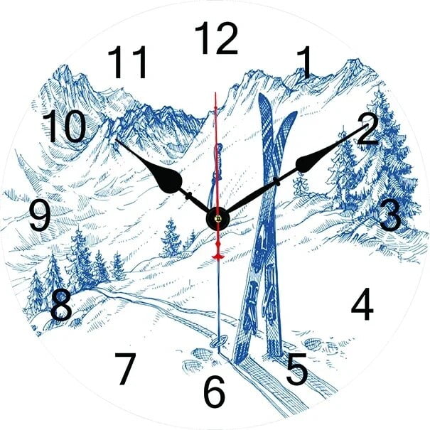 Snow Mountain Ski Wall Clock Modern Design Living Room Bedroom Office ...