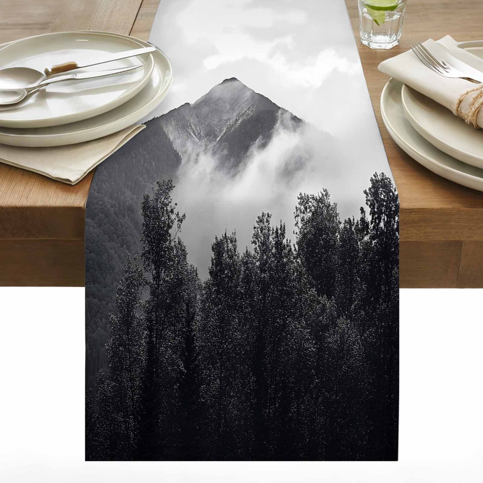 Snow Mountain Table Runner 13x48 inch Nature Scenery Black Forest ...