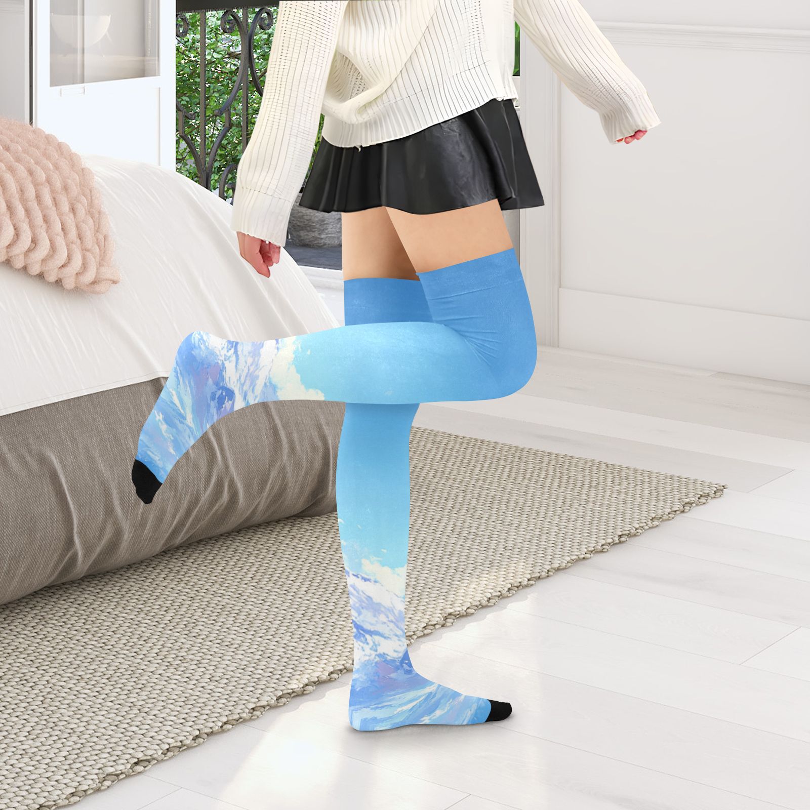 Snow Mountain Womens Thigh High Stocks Over Knee High Socks Thigh Tigh ...